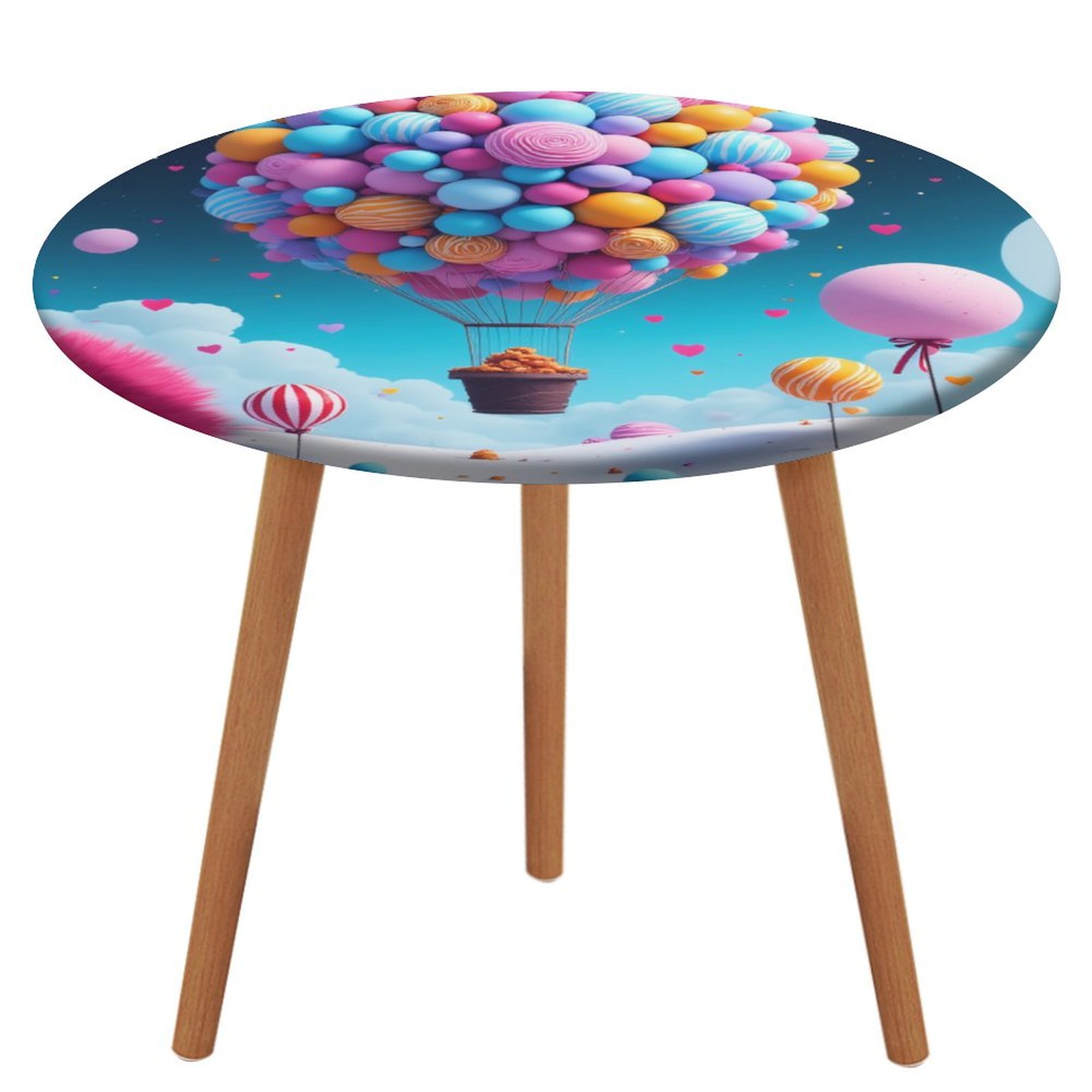 Colorful Balloon Fantasy Landscape Pattern Round Tablecloth Waterproof ...