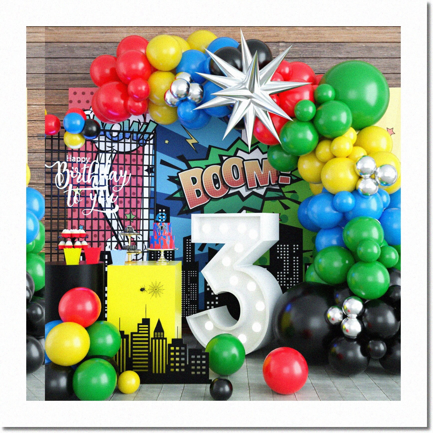 Colorful Balloon Garland Arch Kit - Superhero Robot Blocks Video Game ...