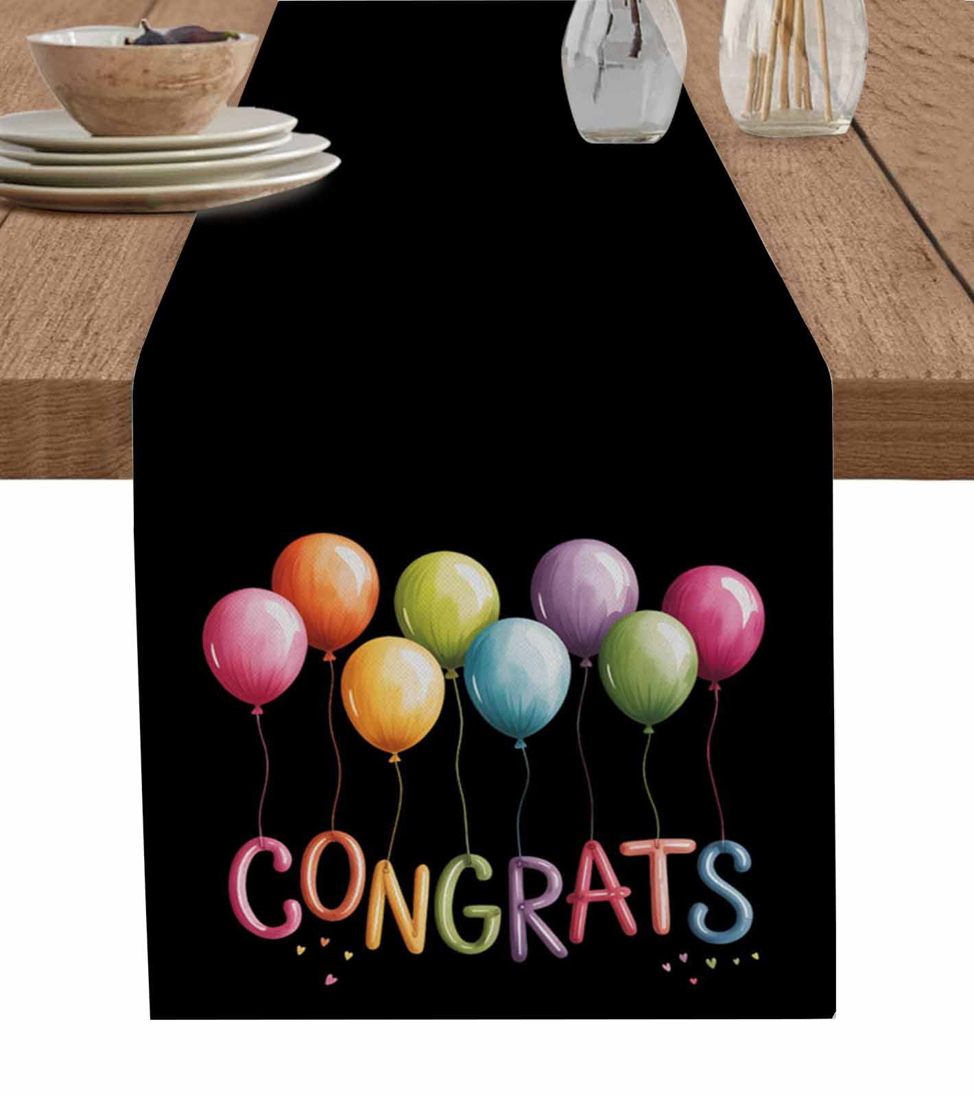 Colorful Balloon Graduation Table Runner 36 Inches, Modern Art Bed ...