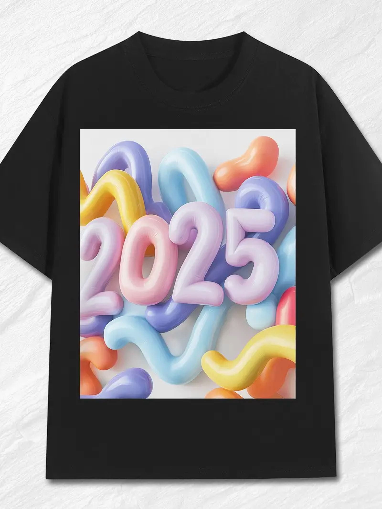 Colorful Balloon Numbers Men'S Cotton T-Shirt Festive Graphic Printed ...