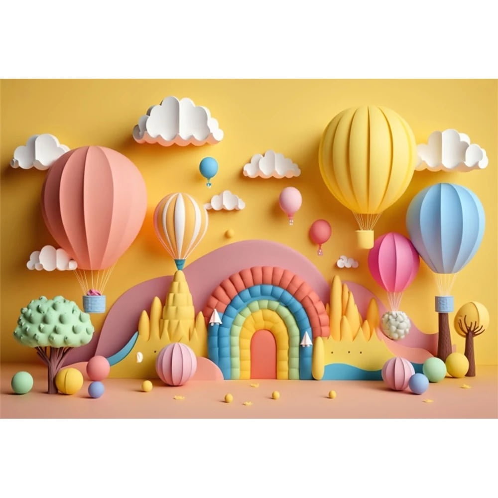 Colorful Balloon Photography Backdrops Boy Girl One Year Birthday Party ...