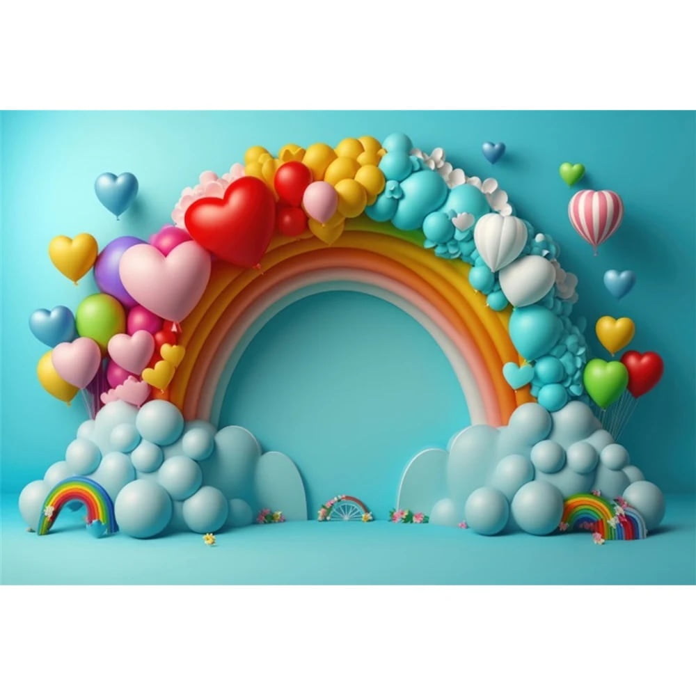 Colorful Balloon Photography Backdrops Boy Girl One Year Birthday Party ...