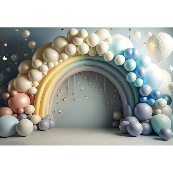 Colorful Balloon Photography Backdrops Boy Girl One Year Birthday Party ...