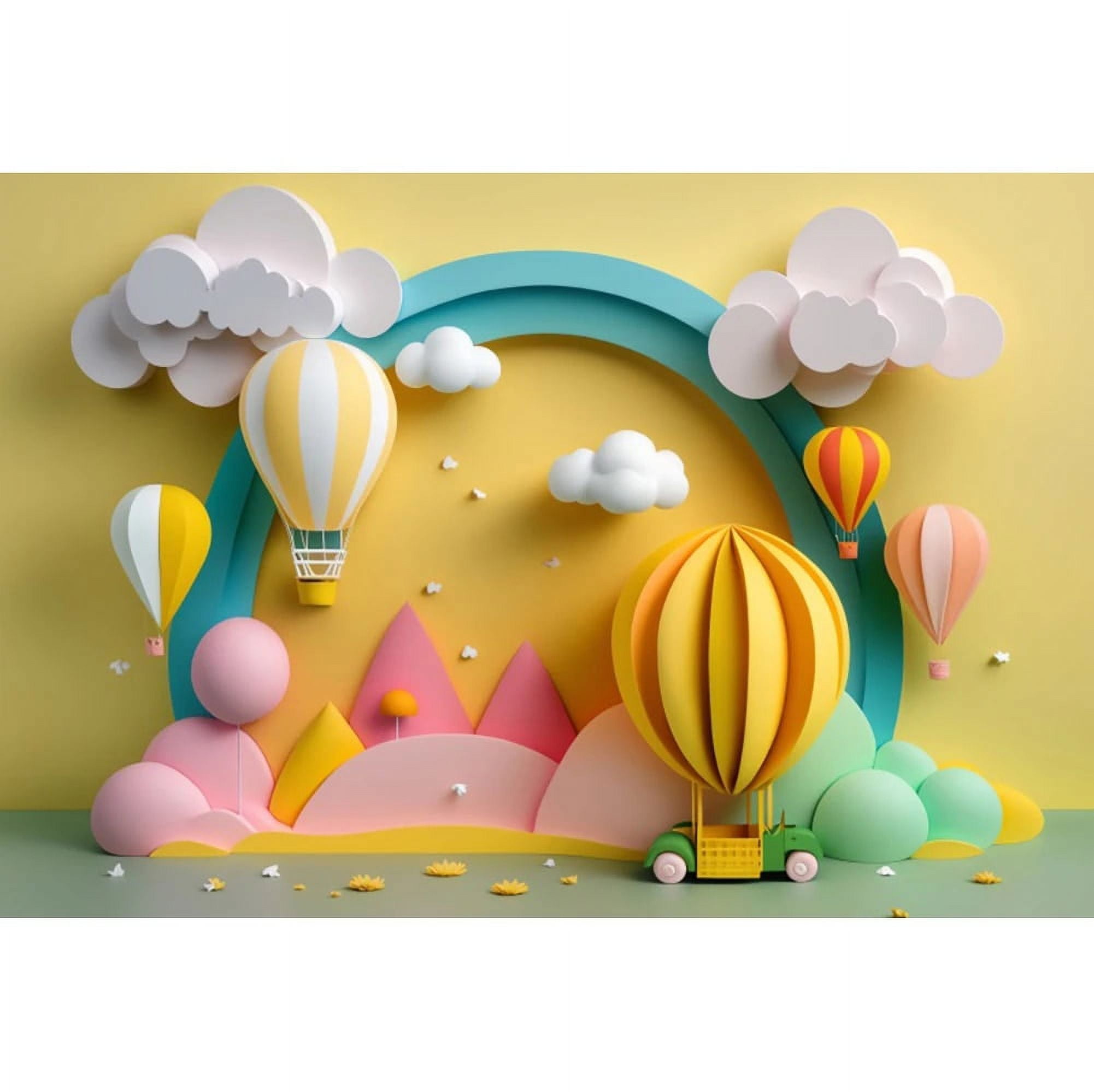 Colorful Balloon Photography Backdrops Boy Girl One Year Birthday Party ...