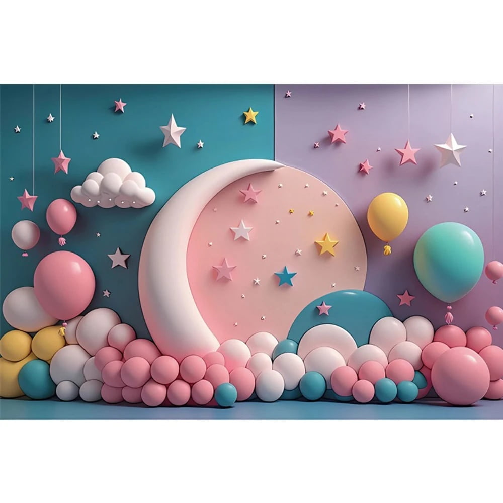 Colorful Balloon Photography Backdrops Boy Girl One Year Birthday Party ...