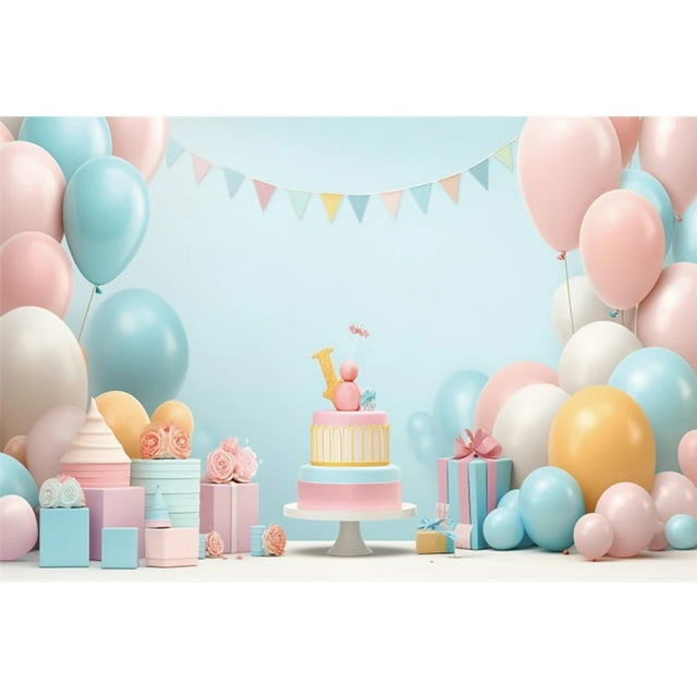 Colorful Balloon Photography Backdrops Boy Girl One Year Birthday Party ...