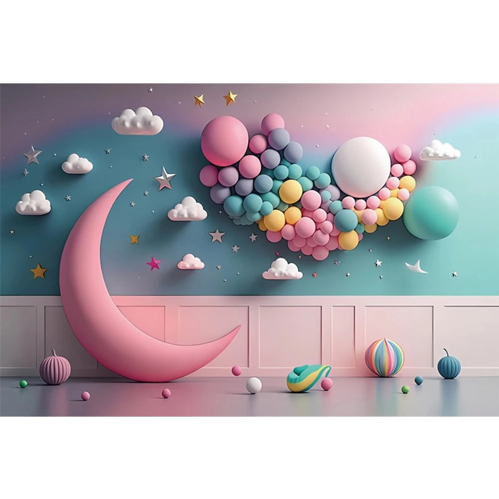 Colorful Balloon Photography Backdrops Boy Girl One Year Birthday Party ...