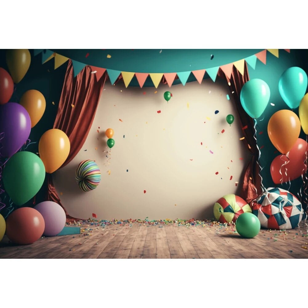 Colorful Balloon Photography Backdrops Boy Girl One Year Birthday Party ...
