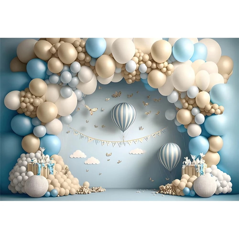 Colorful Balloon Photography Backdrops Boy Girl One Year Birthday Party ...