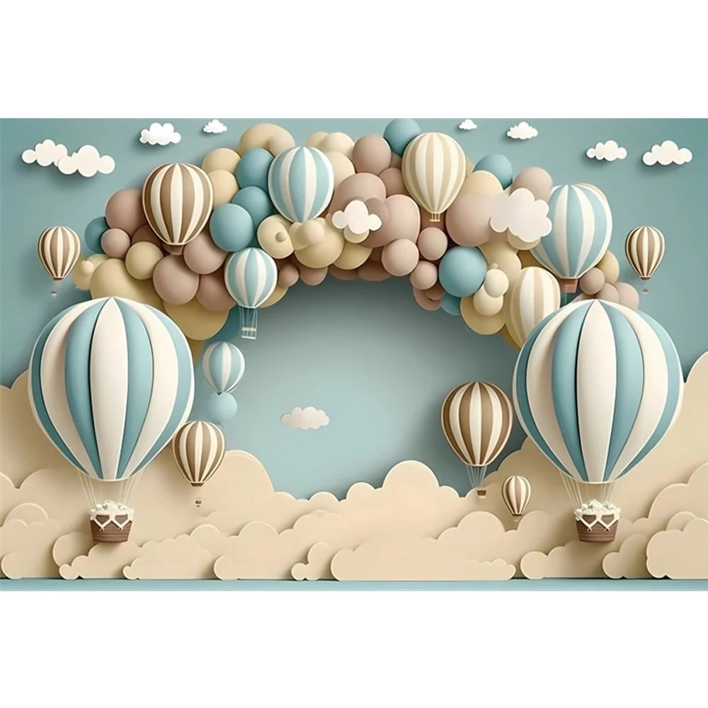 Colorful Balloon Photography Backdrops Boy Girl One Year Birthday Party ...