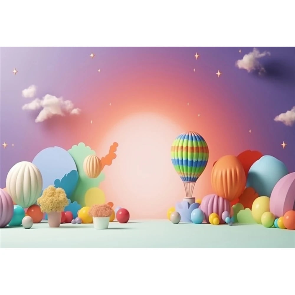 Colorful Balloon Photography Backdrops Boy Girl One Year Birthday Party ...