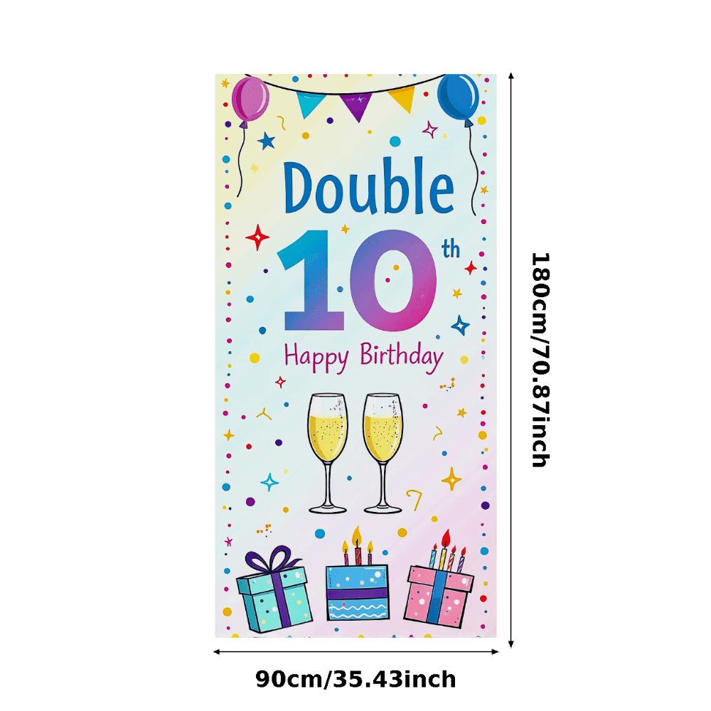 Colorful Balloon Star Themed Happy Birthday Double 10 Digits Banner ...