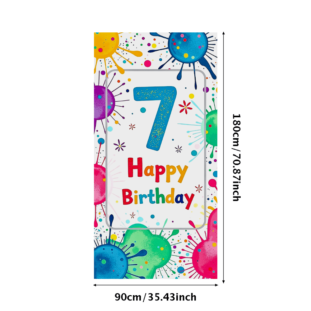Colorful Balloon Themed 7th Birthday Backdrop Banner Party Decoration ...