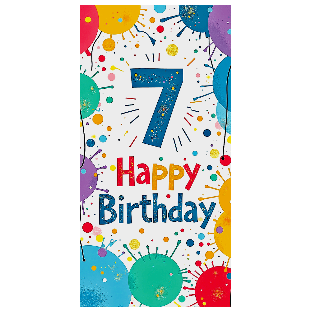Colorful Balloon Themed 7th Birthday Backdrop Banner Party Decoration ...