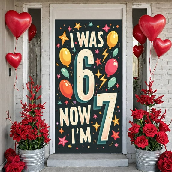 Colorful Balloons 7th Birthday Banner Star Pattern Birthday Display ...