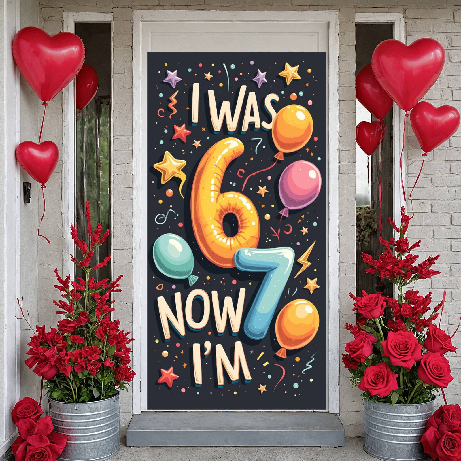 Colorful Balloons 7th Birthday Banner Star Pattern Birthday Display ...
