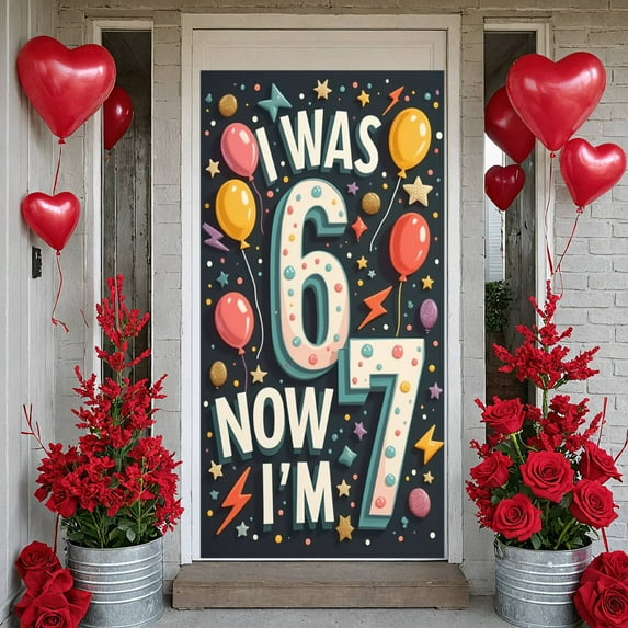Colorful Balloons 7th Birthday Banner Star Pattern Birthday Display ...