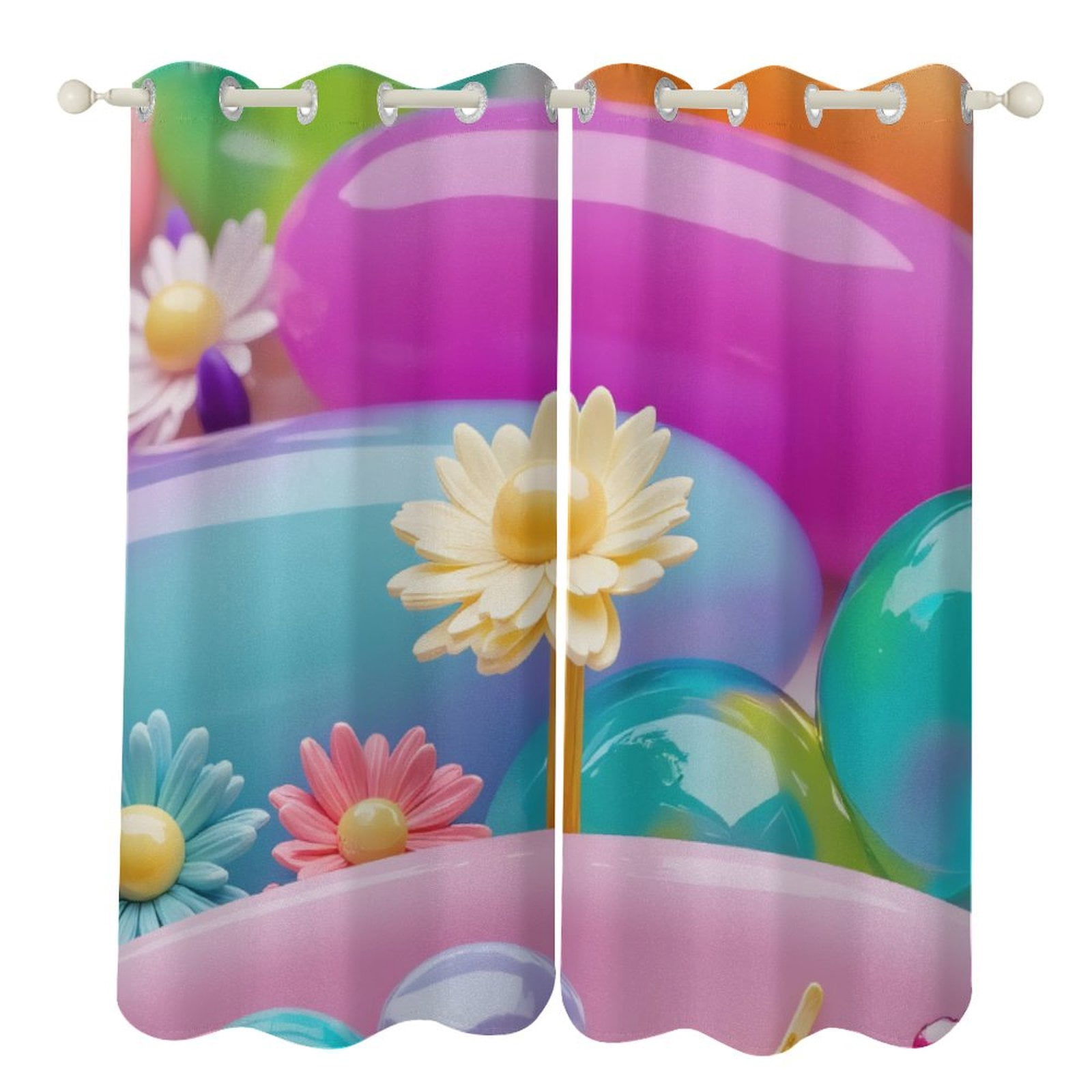 Colorful Balloons And Flowers Luxury Window Curtains Blinds for Living ...