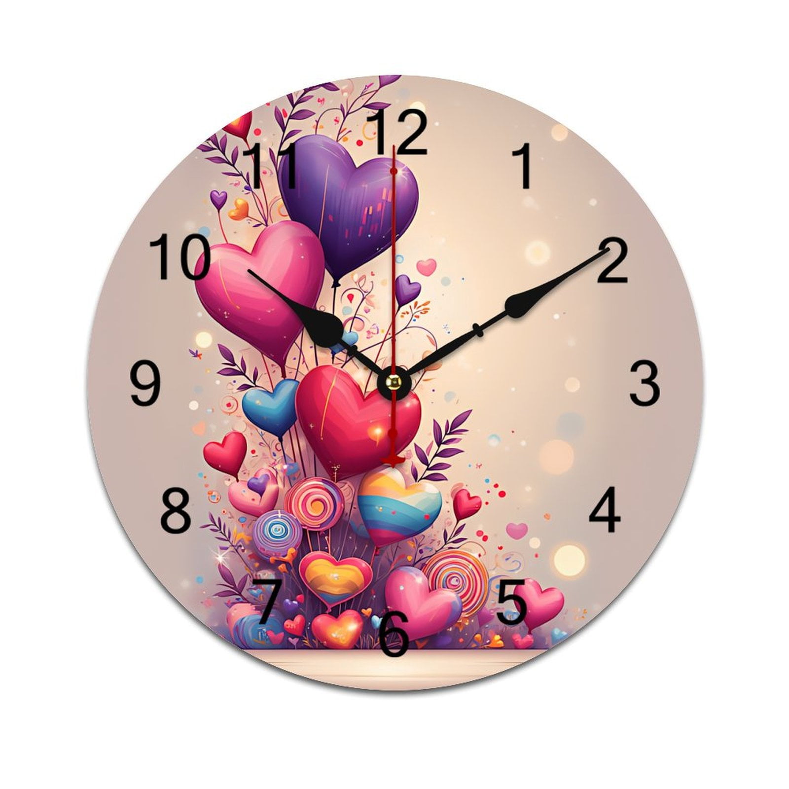 Colorful Balloons And Lollipops Word Saying Big Wall Clock Home Decor ...