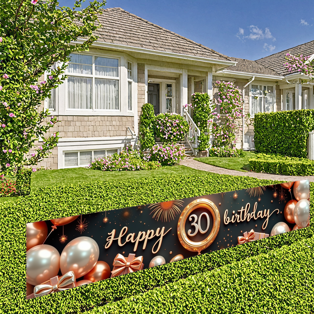 Colorful Balloons Banner Gift Box Happy Celebration Banner for Birthday ...
