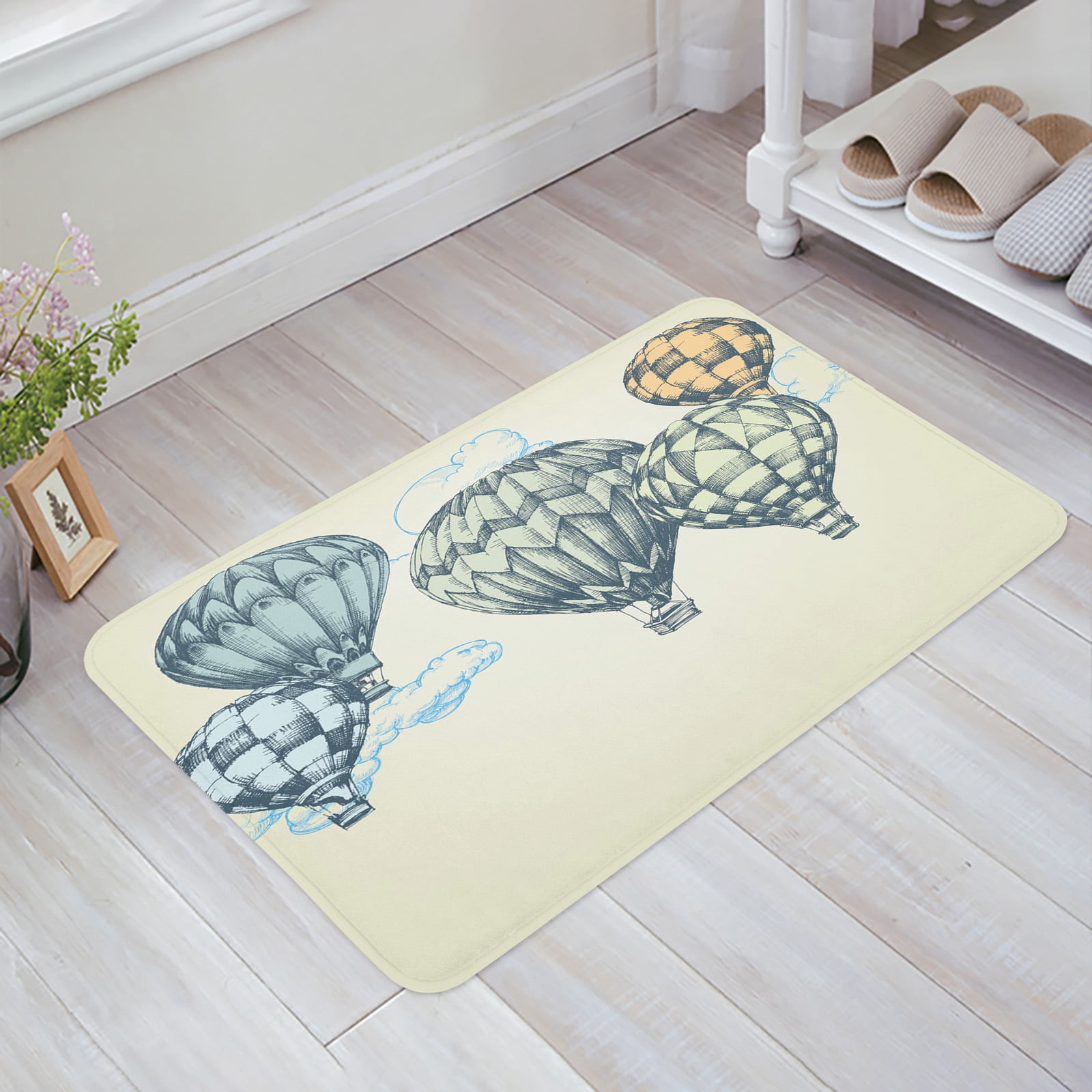 Colorful Balloons Clouds Sky Bathroom Mat Corridor Carpet Kitchen Mat ...