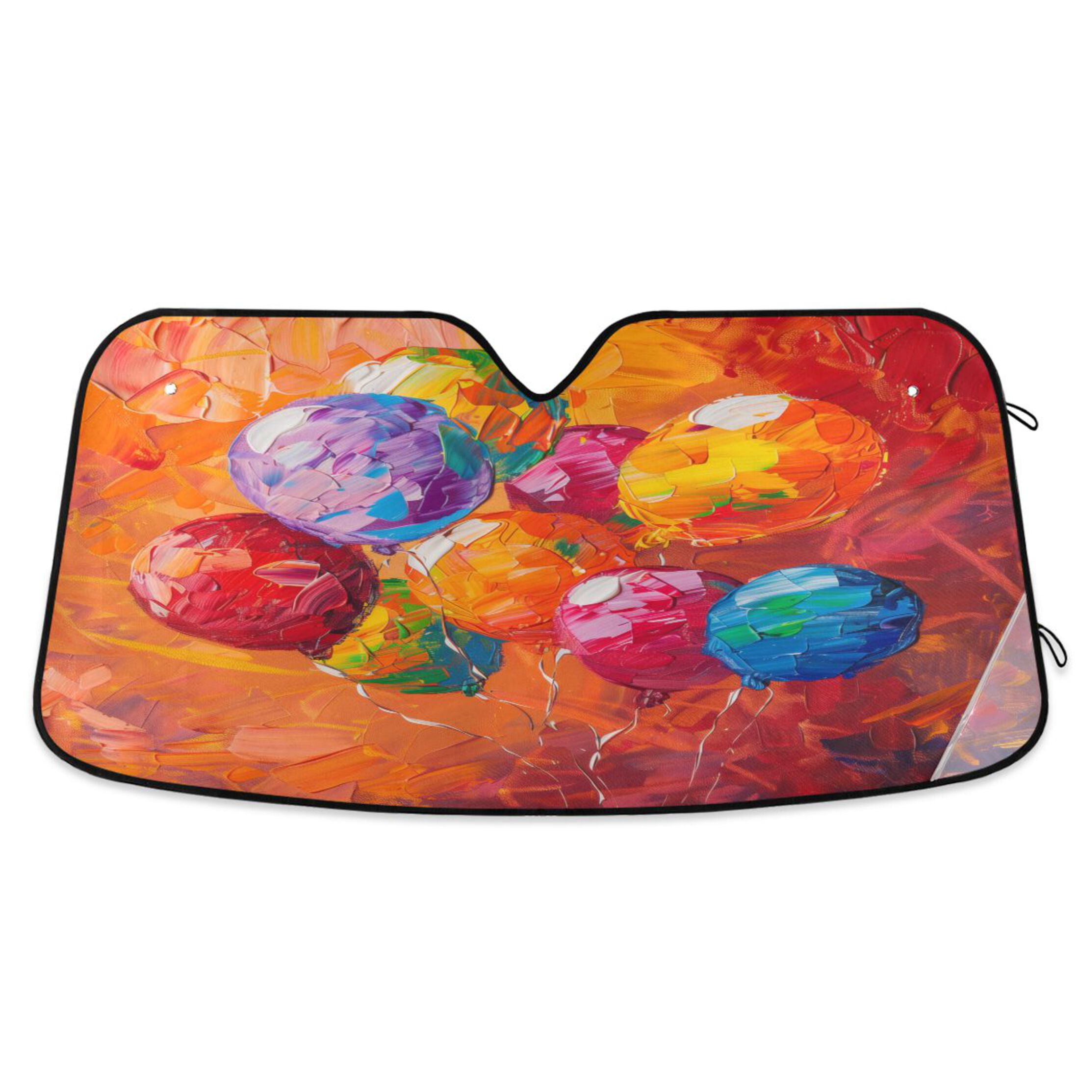 Colorful Balloons Fly Car Windshield Sun Shade Foldable Car Front ...