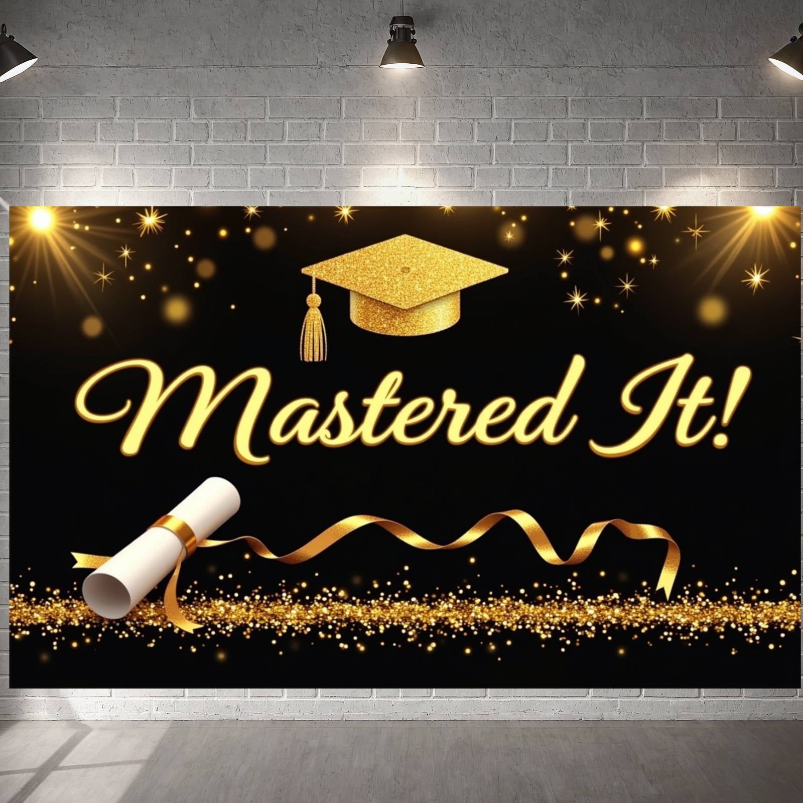 Colorful Balloons Graduation Banner 3D Letters Grad Backdrop Red ...