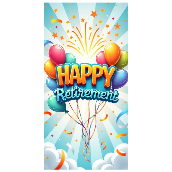 Colorful Balloons Happy Retirement Celebration Banner Party Decoration ...