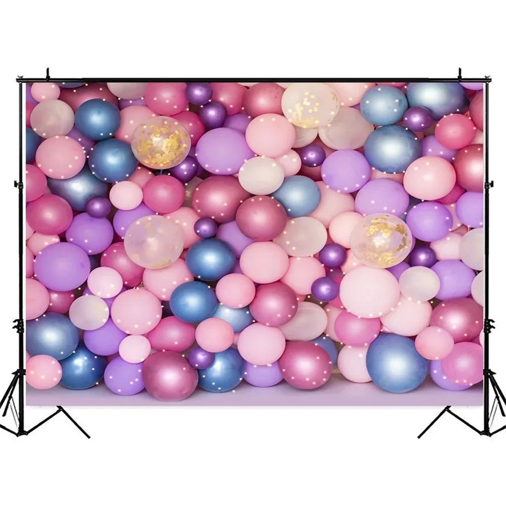 Colorful Balloons Wall Cake Smash Background for Newborn Sweet Girl ...