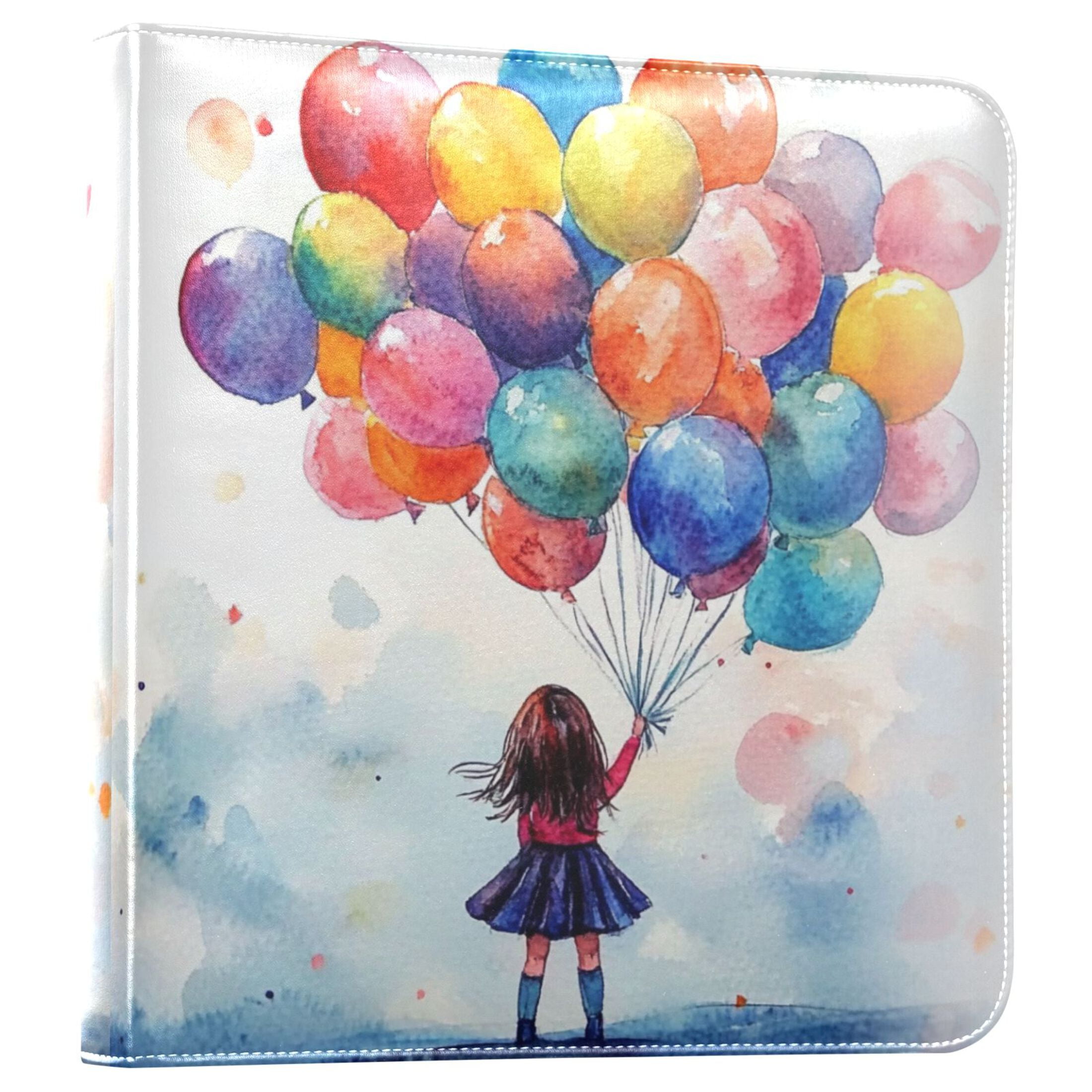 Colorful Balloons and Girl Large Photo Album Self Adhesive 20 Blank ...