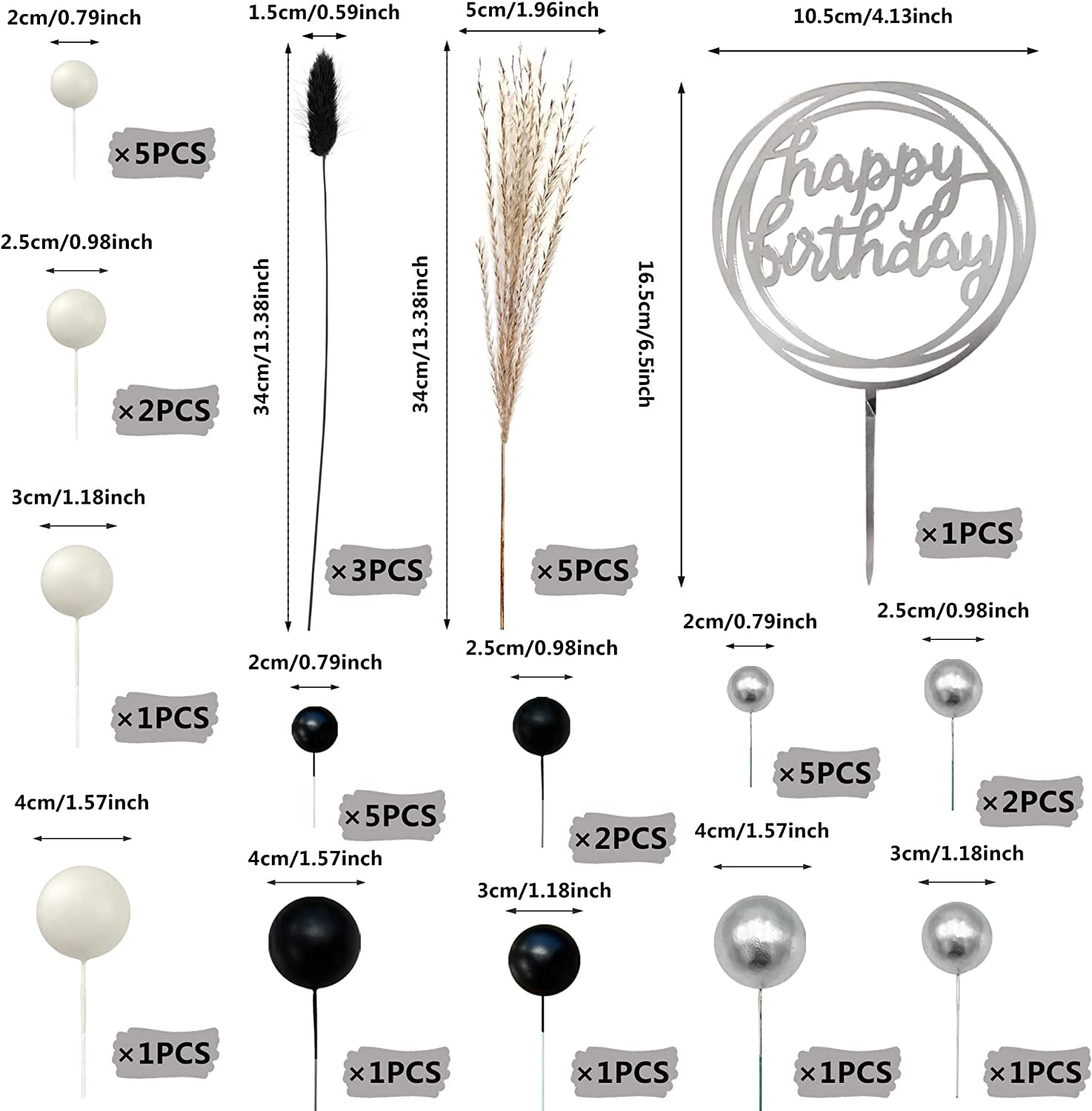 Colorful Balls Cake Topper Mini Balloons Cupcake Topper Foam Cake Balls ...