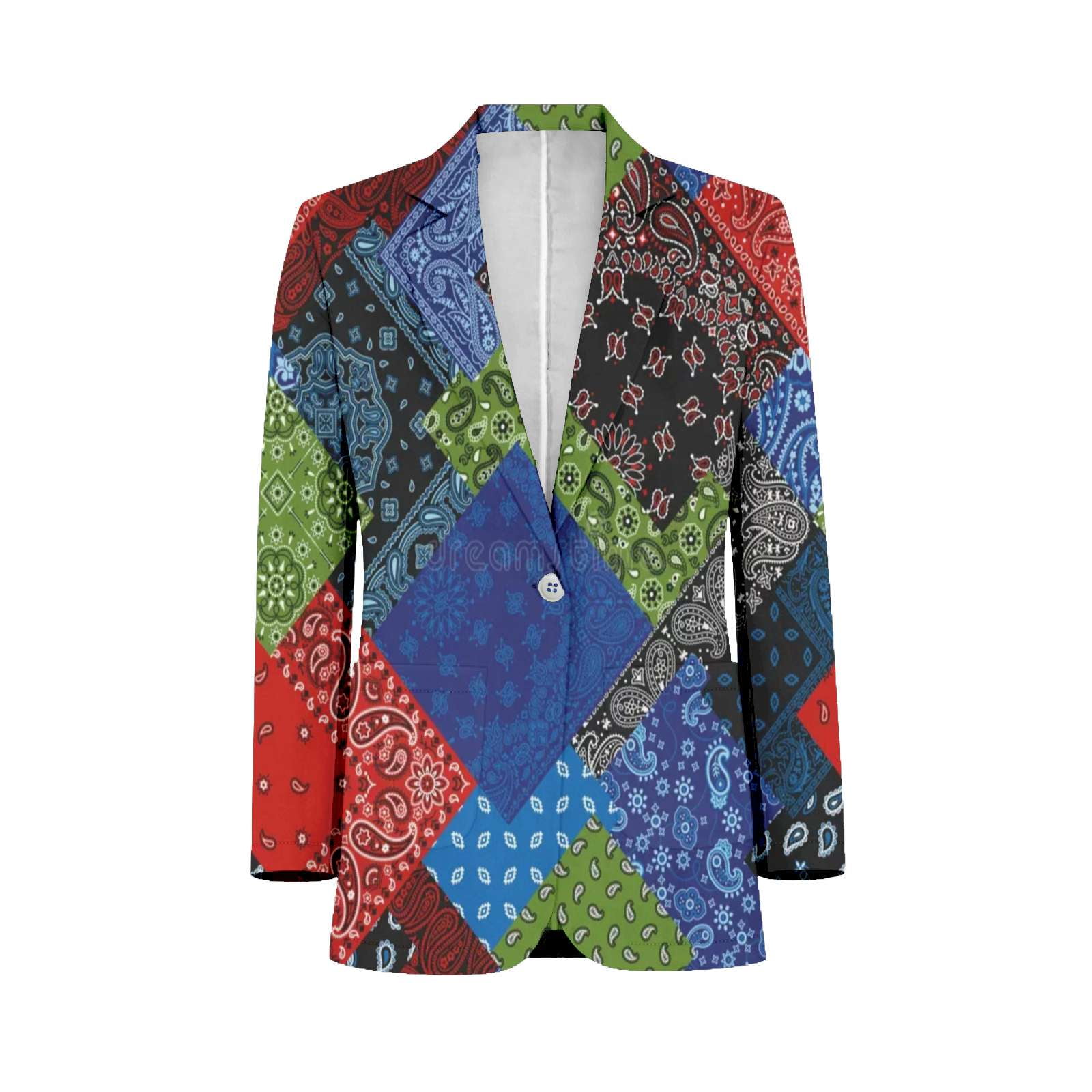Colorful Bandana Patchwork Pattern Mens Suits Shawl Collar Slim Fit ...