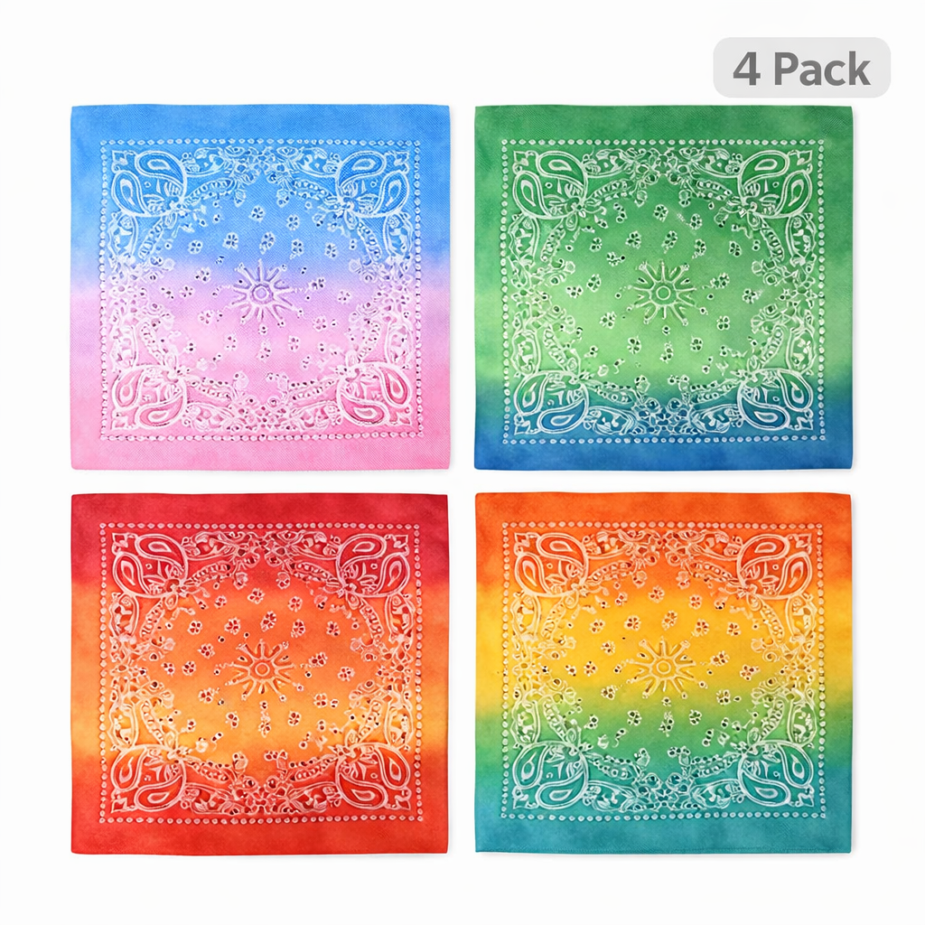 Colorful Bandanas 4 Pack for Adults, Multi Color Bandana Set for Events ...