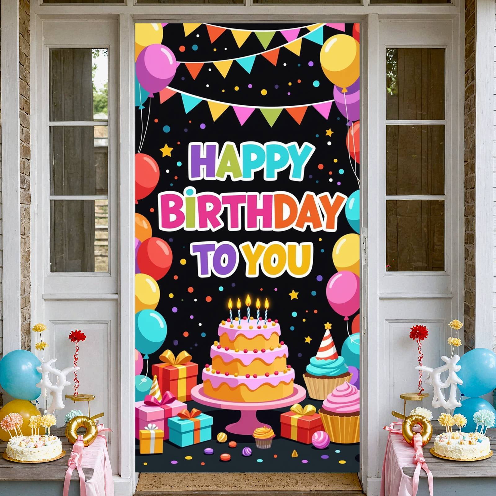 Colorful Banner Cake Theme Birthday Party Banner Balloon Decor Gift ...