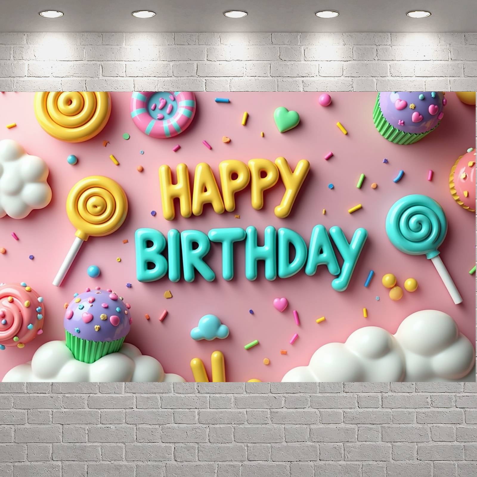 Colorful Banner Heart-shaped Party Backdrop Cupcake Design Sweet Style ...