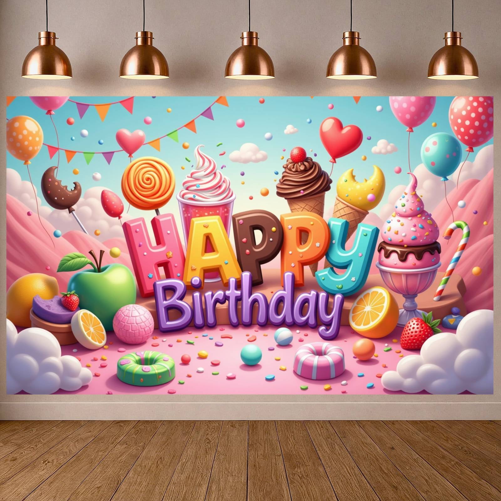 Colorful Banner Sweet Candy Birthday Banner Candy-themed Dessert ...