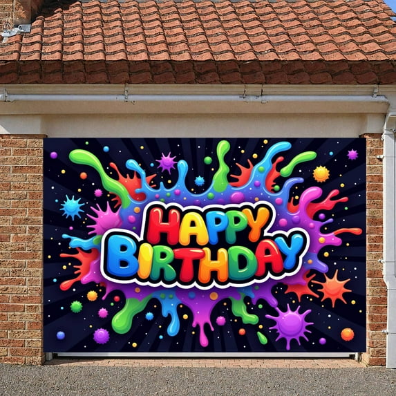 Colorful Banner Vibrant Birthday Party Display Splash Art Festive ...
