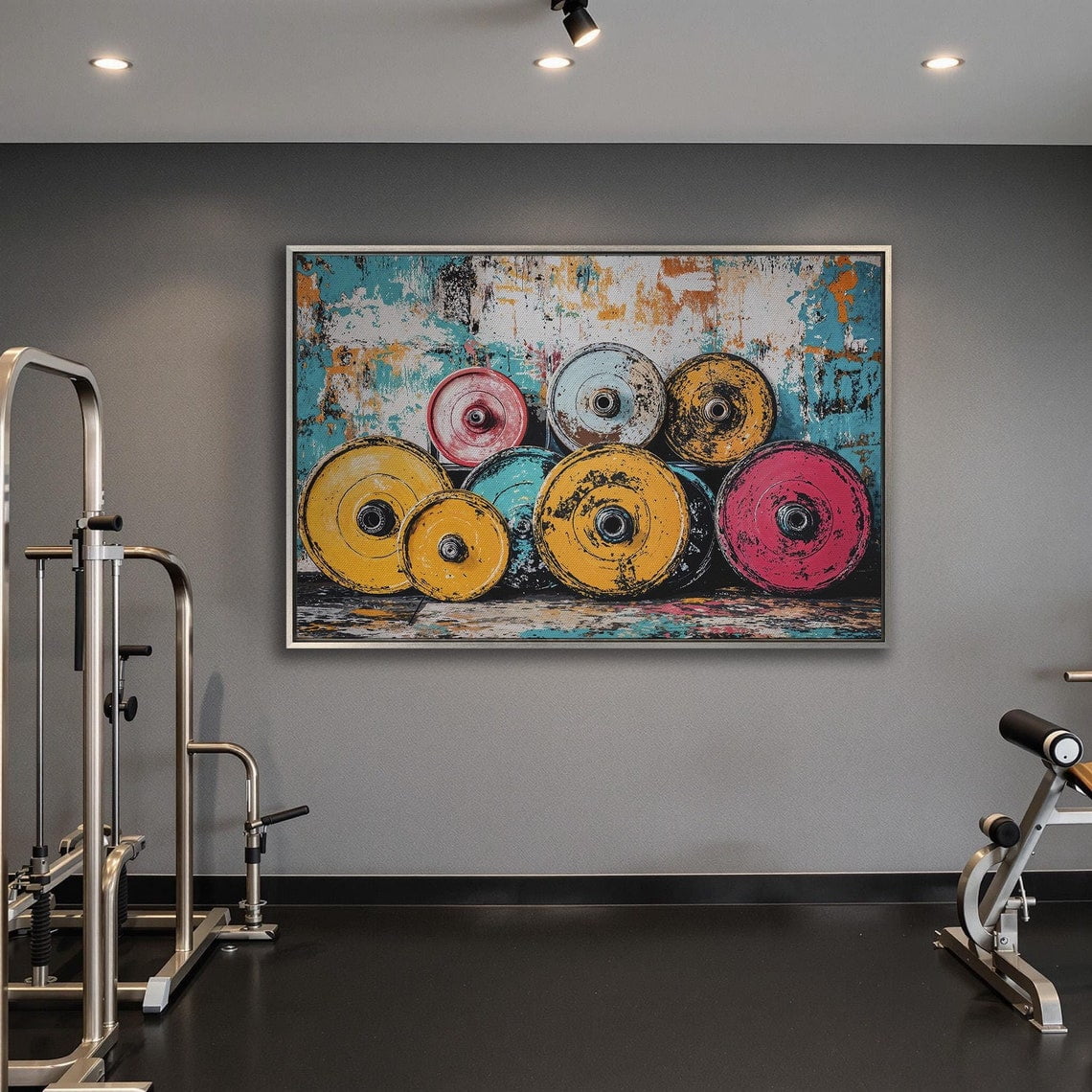 Colorful Barbell Weights Print Gym Workout Art Poster Decor For Living ...