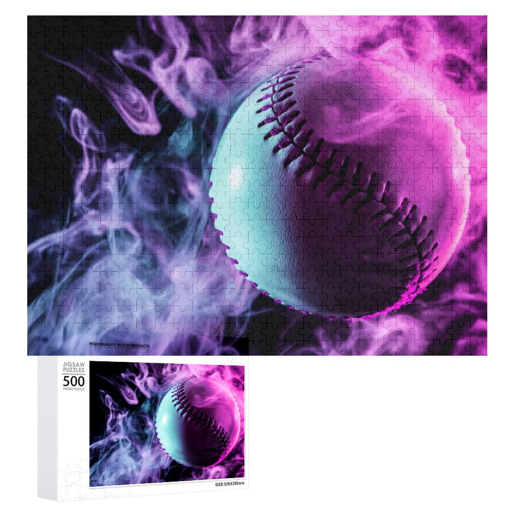 Colorful Baseball Ball in Multi-colored Red Smoke Jigsaw Puzzles 500 ...