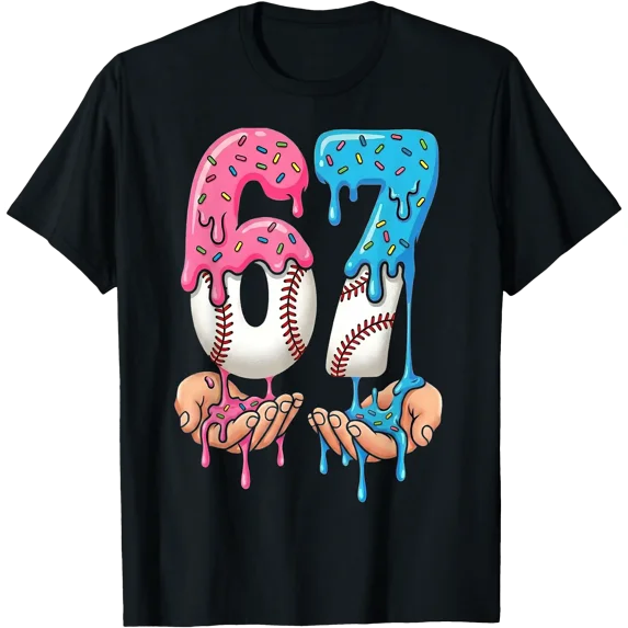 Colorful Baseball Drip Design T-Shirt for Fun and Stylish Outfits ...