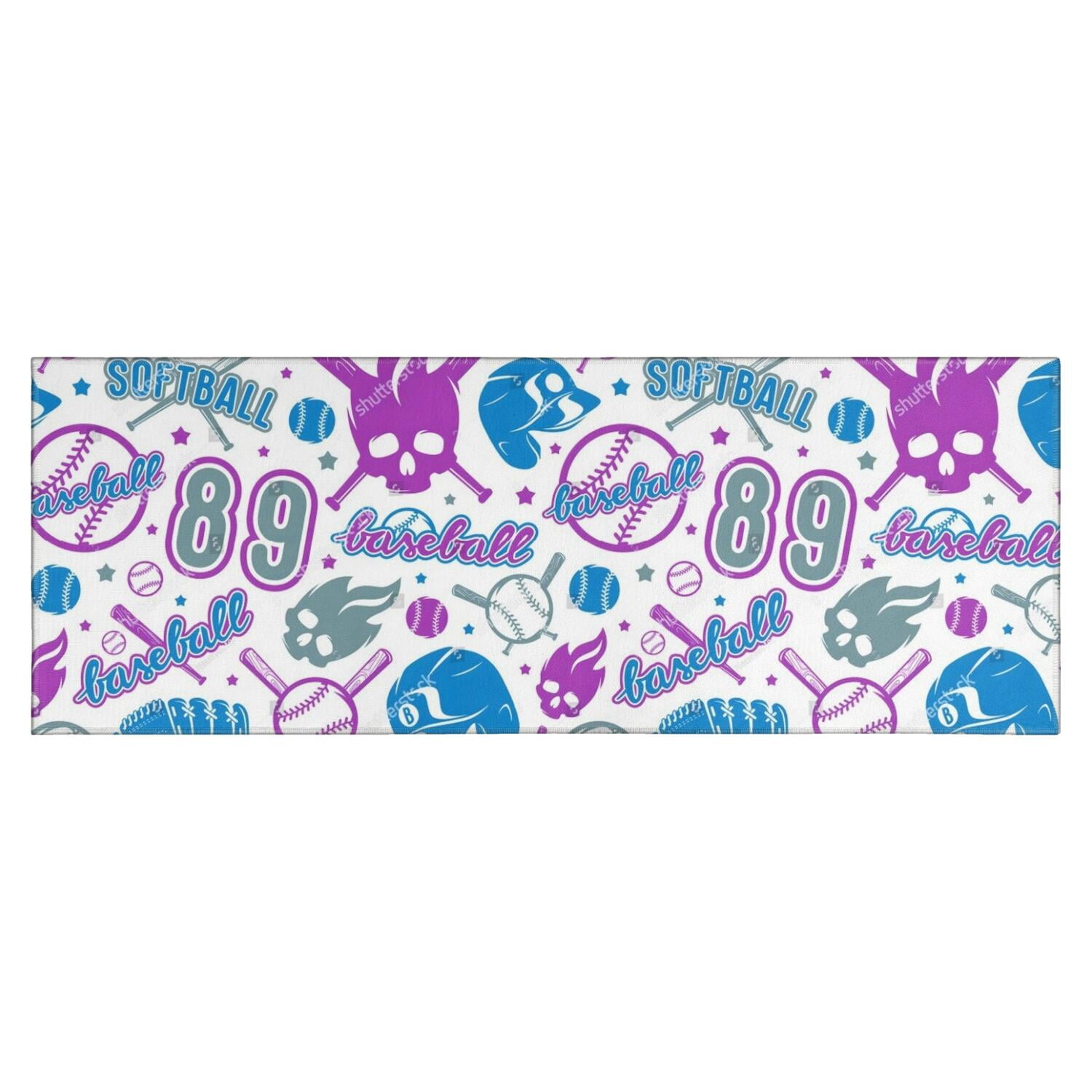 Colorful Baseball Icons Pattern Kitchen Rug Mat,Kitchen Runner Rugs Non ...