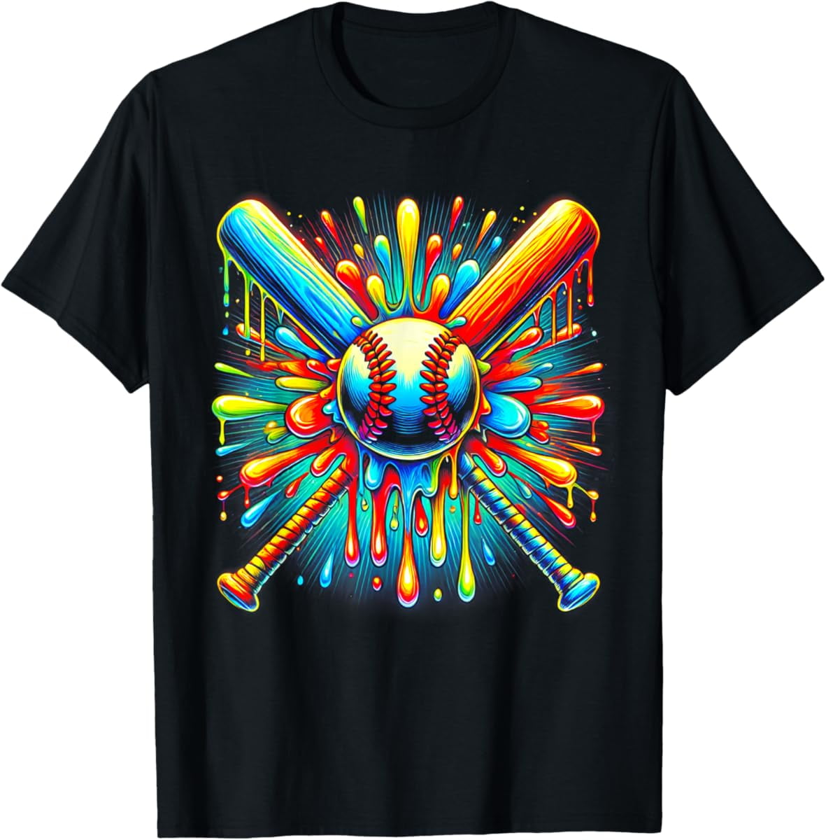 Colorful Baseball Tie Dye Baseball Home Plate Drip Unisex Men Women T ...