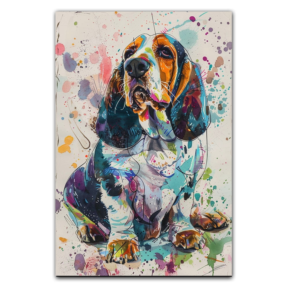 Colorful Basset Hound Wall Art Abstract Dog Posters Animal Canvas ...