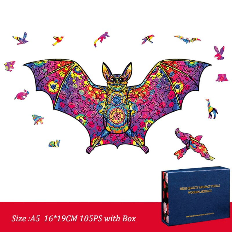 Colorful Bat Captivating Colorful Bat Puzzle - Premium Wood Jigsaw for ...