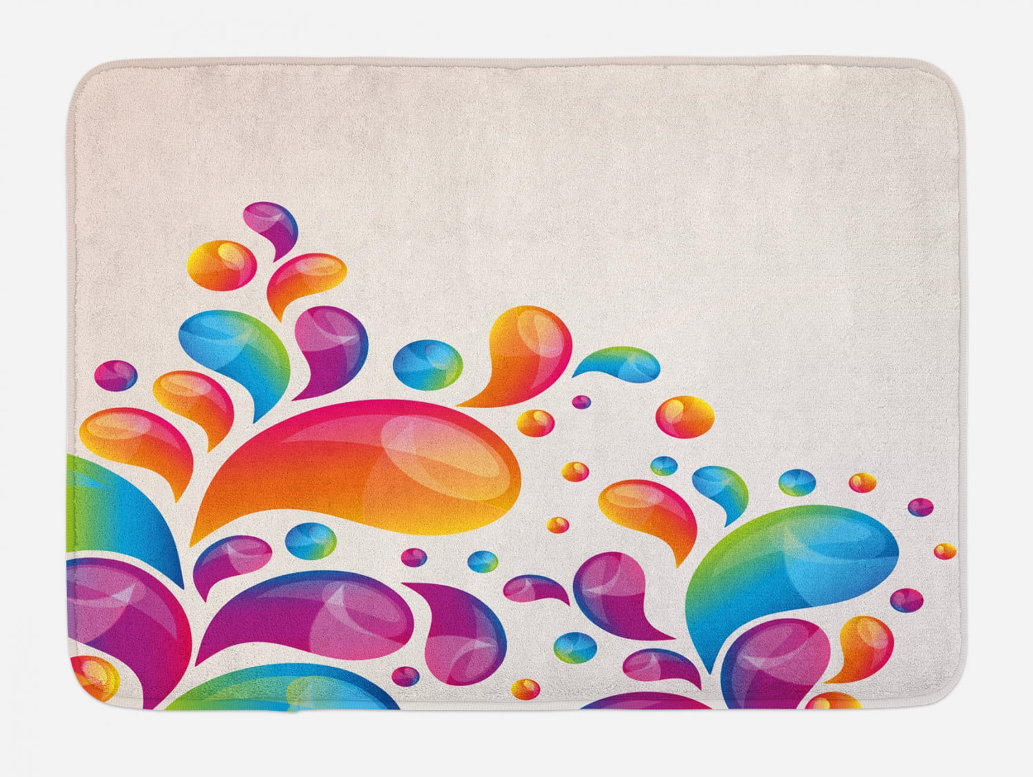Colorful Bath Mat, Cute Raindrops in Different Size in Gradient Colors ...