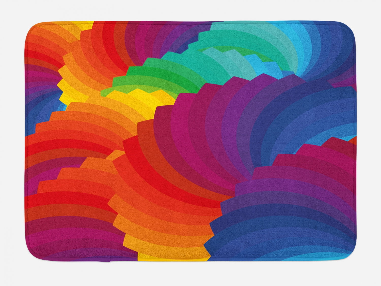 Colorful Bath Mat, Modern Gradient Dash Sea Shell Inspired Wavy ...