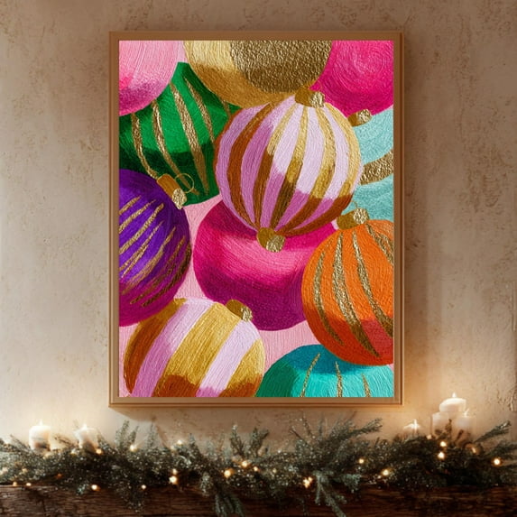 Colorful Baubles Poster, Dopamine Wall Art Print, Maximalist Bohodecor ...