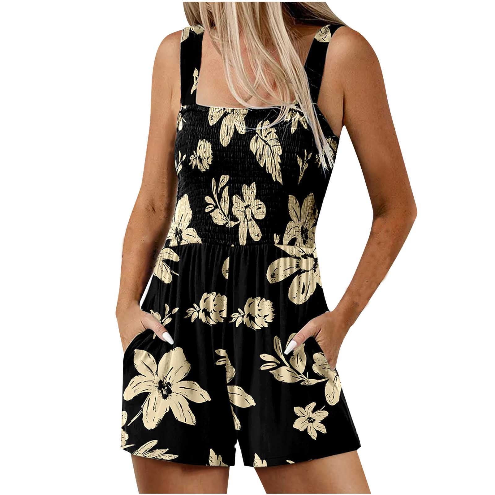 Colorful Beach Lounge Overalls Shortalls for Women Fall Summer Floral ...