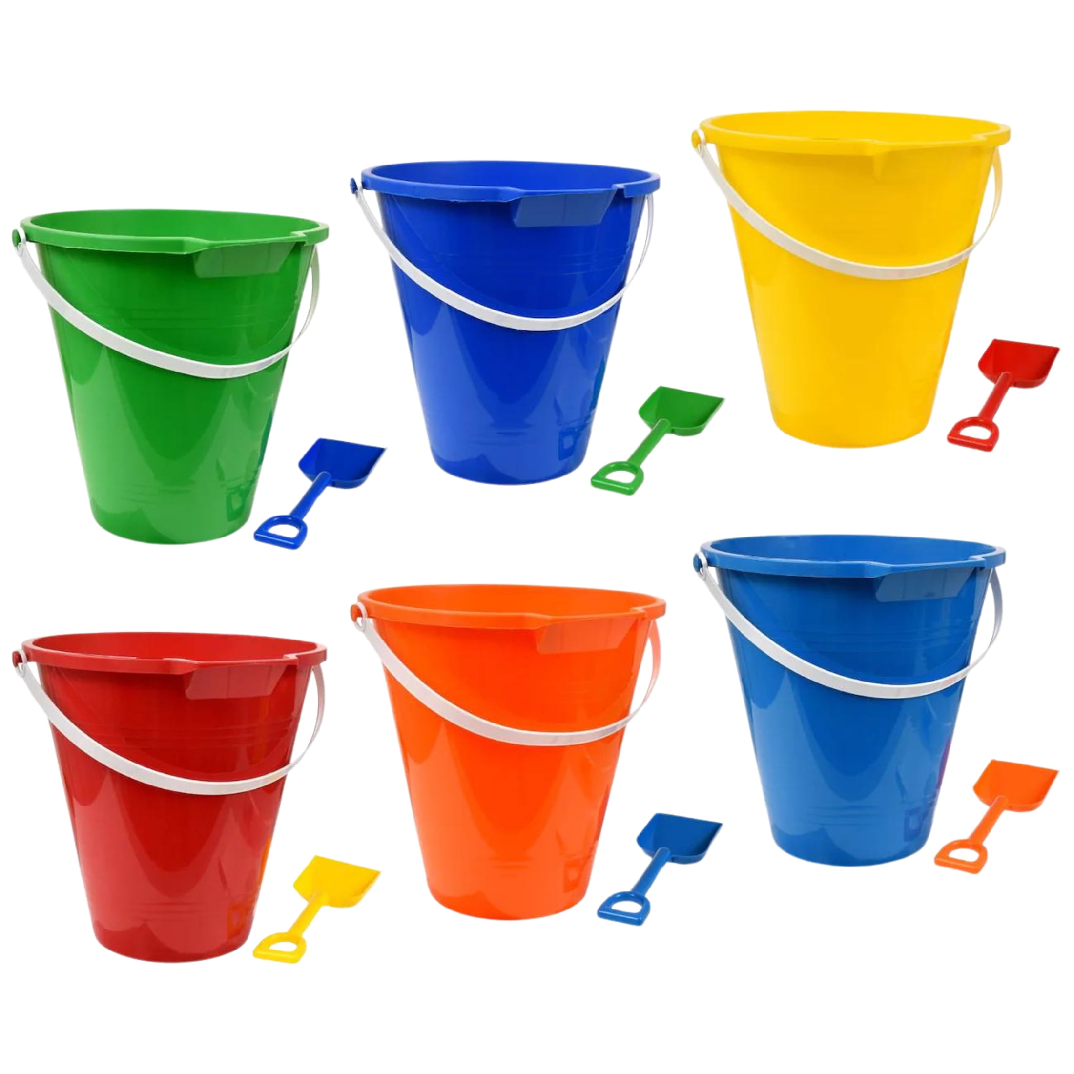 Colorful Beach Pails and Shovels, 9in (Set of 3, Colors may Vary ...