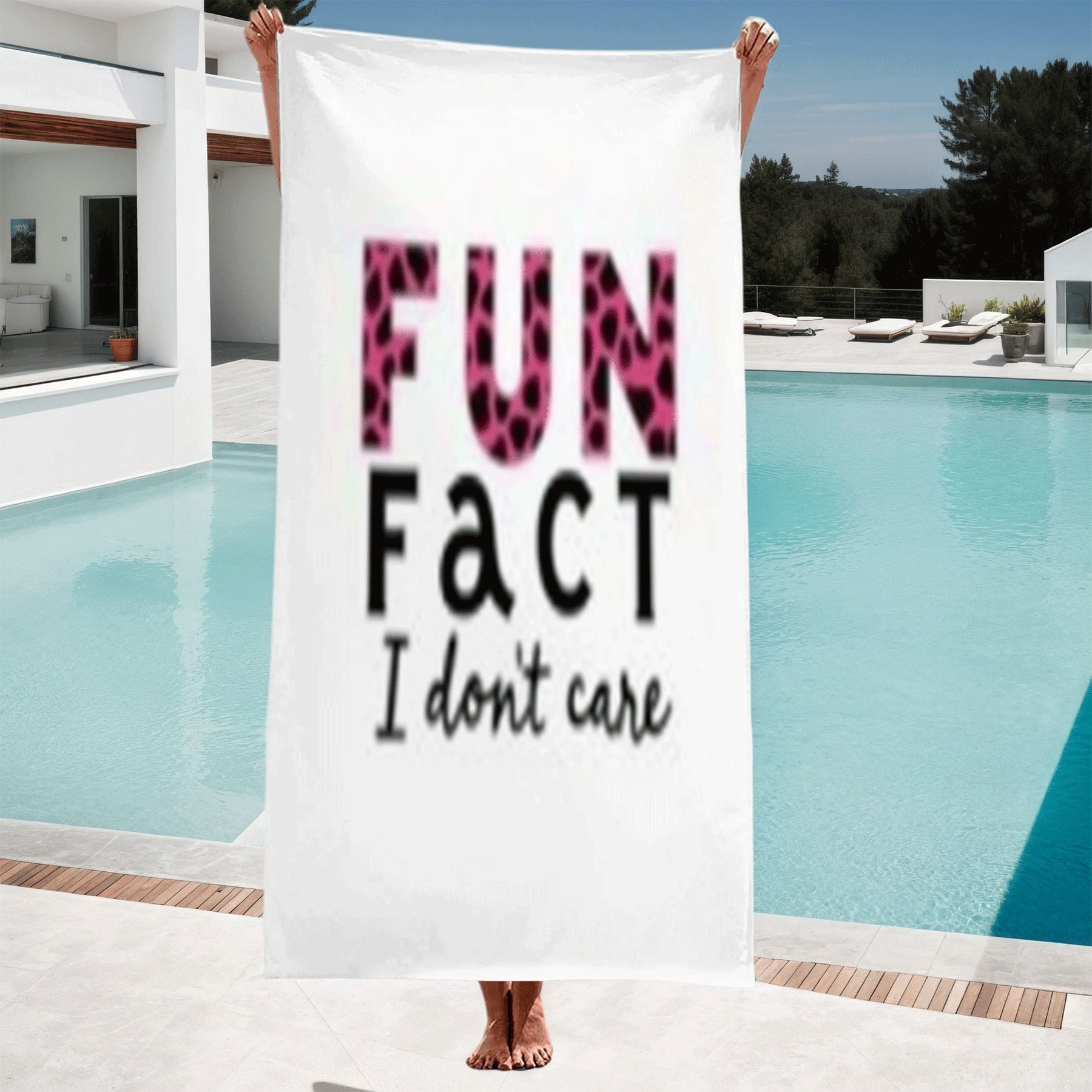 Colorful Beach Towel with Bold ' FUN FACT I Don ' t Care ' Design ...